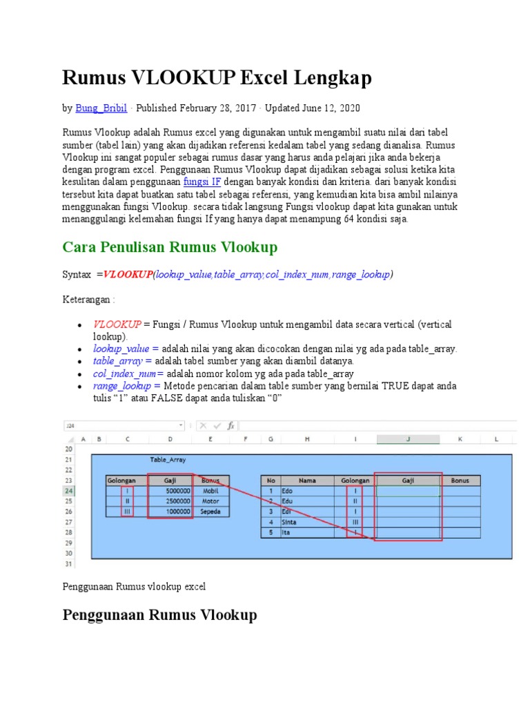 Rumus VLOOKUP Excel Lengkap | PDF