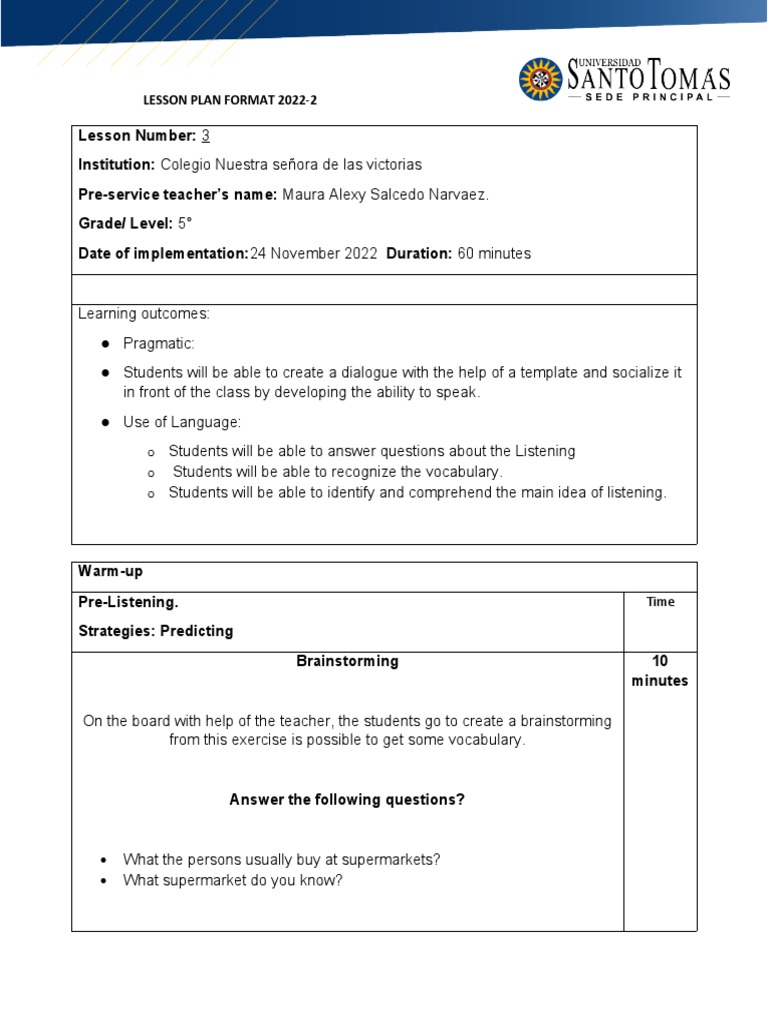 Lesson Plan Oral Skills | Download Free PDF | Lesson Plan | Cognition