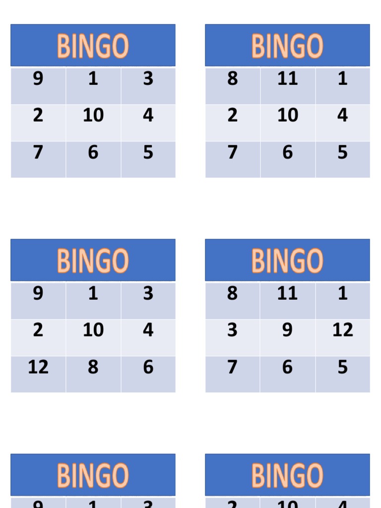 Bingo Numbers 1 To 12 | PDF