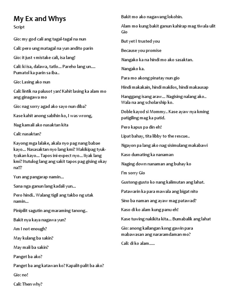 My Ex and Whys - Script | PDF