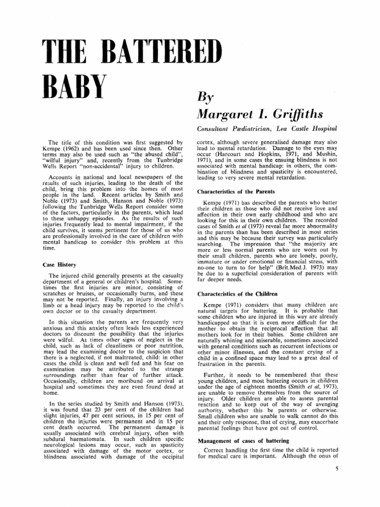 The Battered Baby: I - Grifiths | PDF | Nursing | Disability