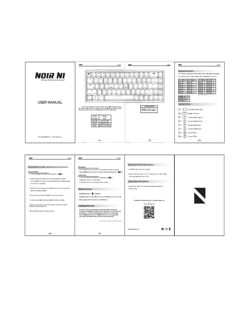 Noir Keyboard User Manual Guide | PDF
