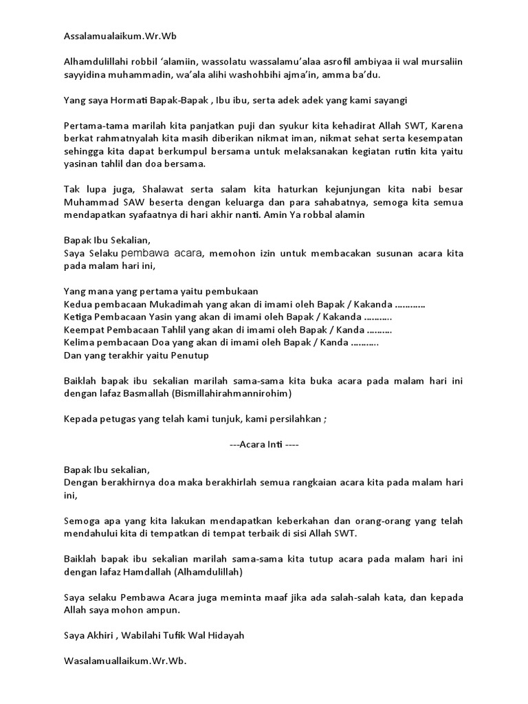 Contoh MC Yasinan | PDF