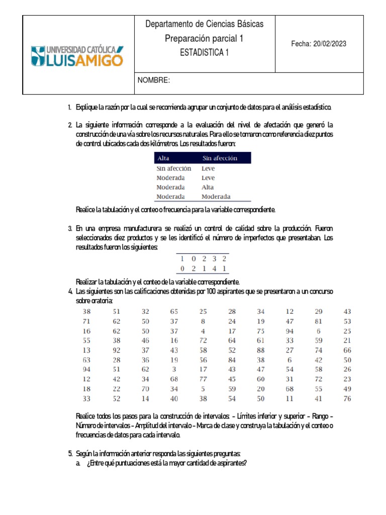 Taller Ejercicio Preparación de Parcial 1 | PDF