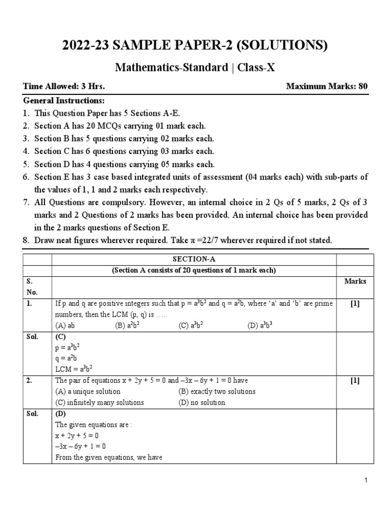 CD CBSE X Mathematics-Standard Paper 2 Solutions | PDF | Triangle | Circle
