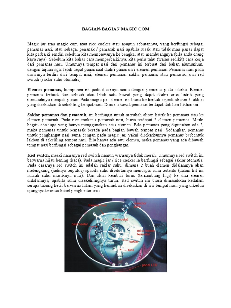 Komponen dan Fungsi Magic Com | PDF | Teknologi & Rekayasa