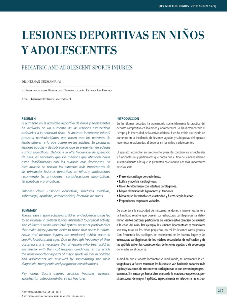 Lesiones Deportivas en Niños y Adolescentes | PDF | Sistema ...