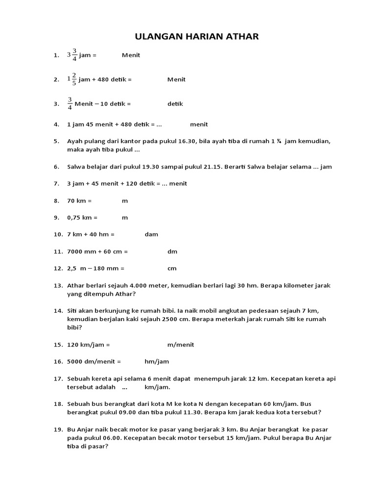 Ulangan Harian Athar | PDF
