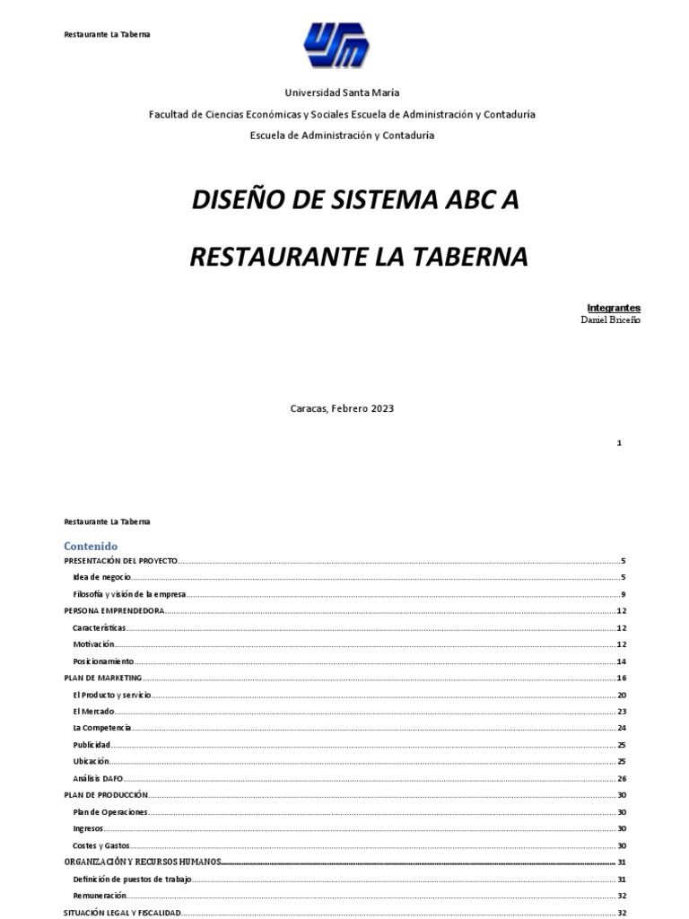 Sistema ABC para Restaurante | PDF | Marketing | Mercado (economía)
