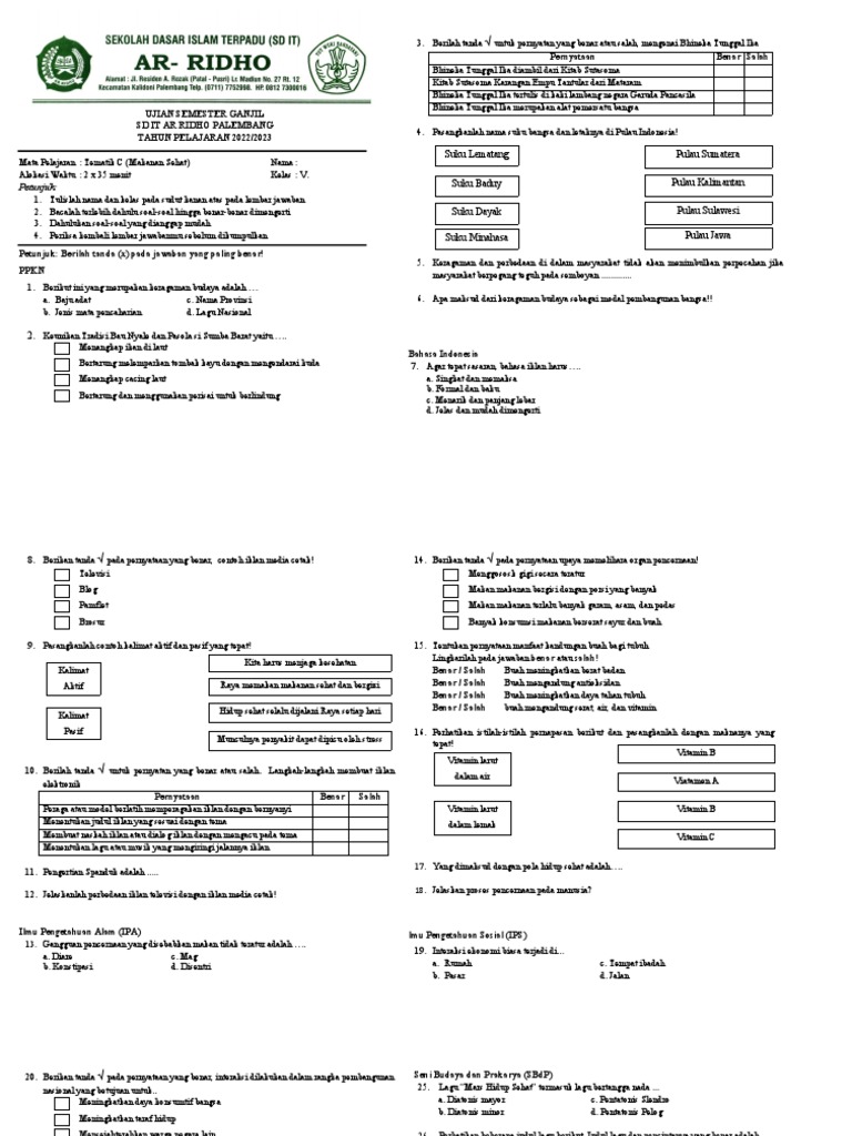 Soal Pas Tema 5C | PDF
