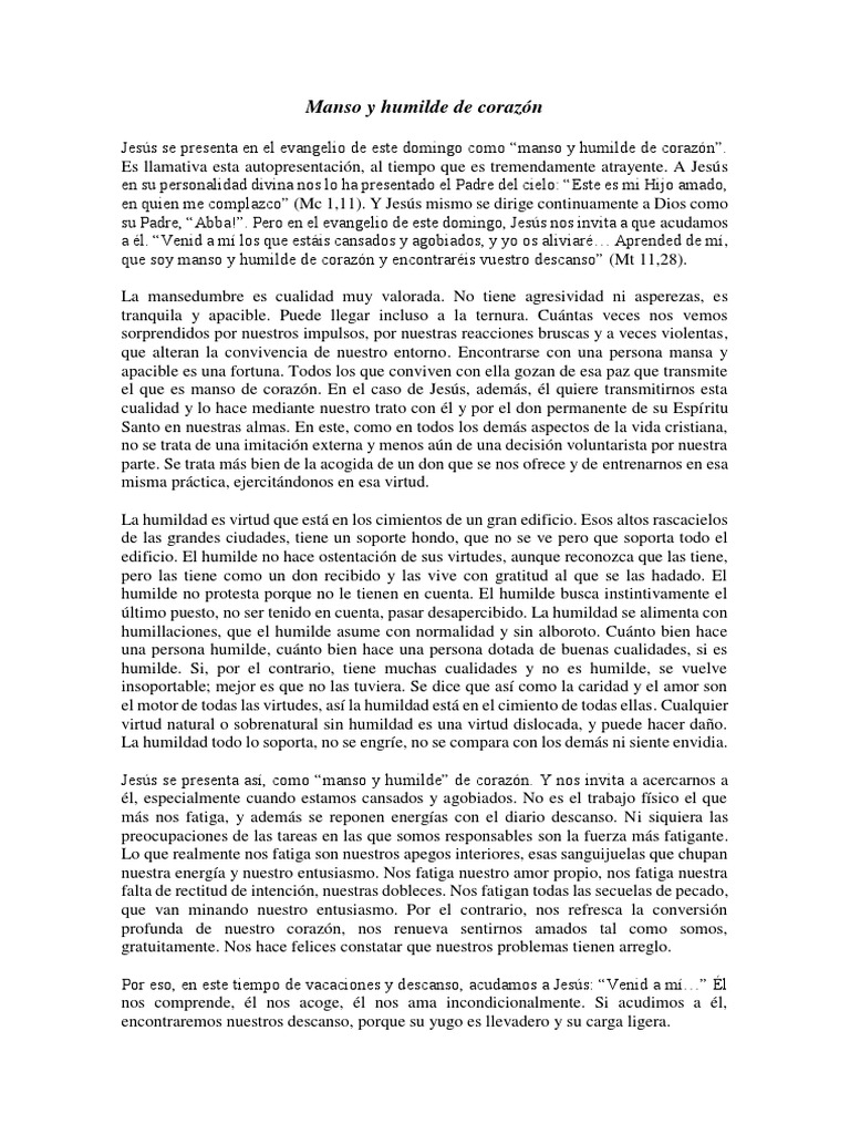 Manso y Humilde de Corazón 9 de Julio | PDF | Jesús
