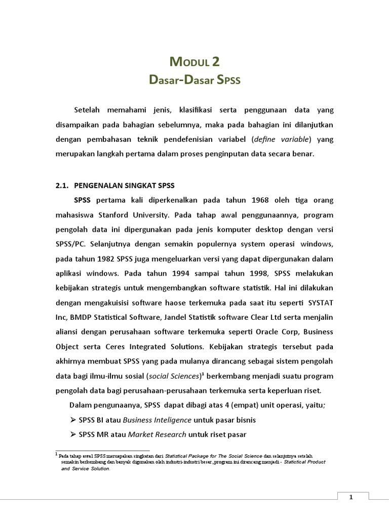 MODUL 2. Dasar-Dasar SPSS-2 | PDF | Bisnis