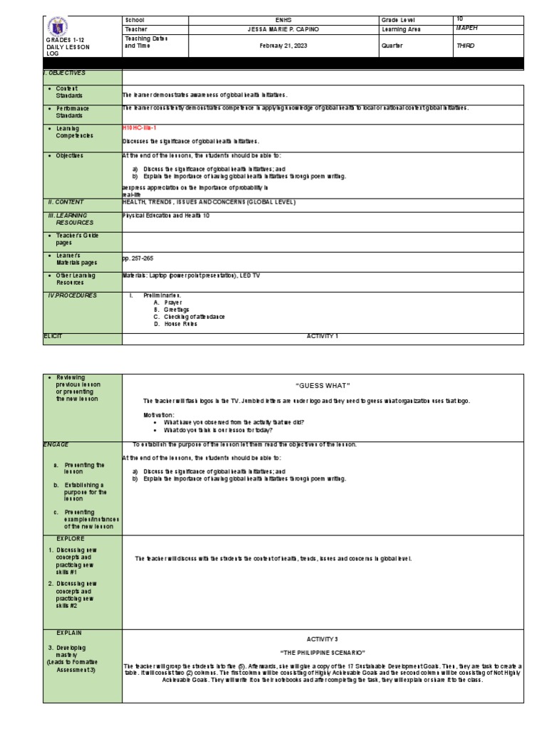 LP Week 2 | PDF | Learning | Teachers
