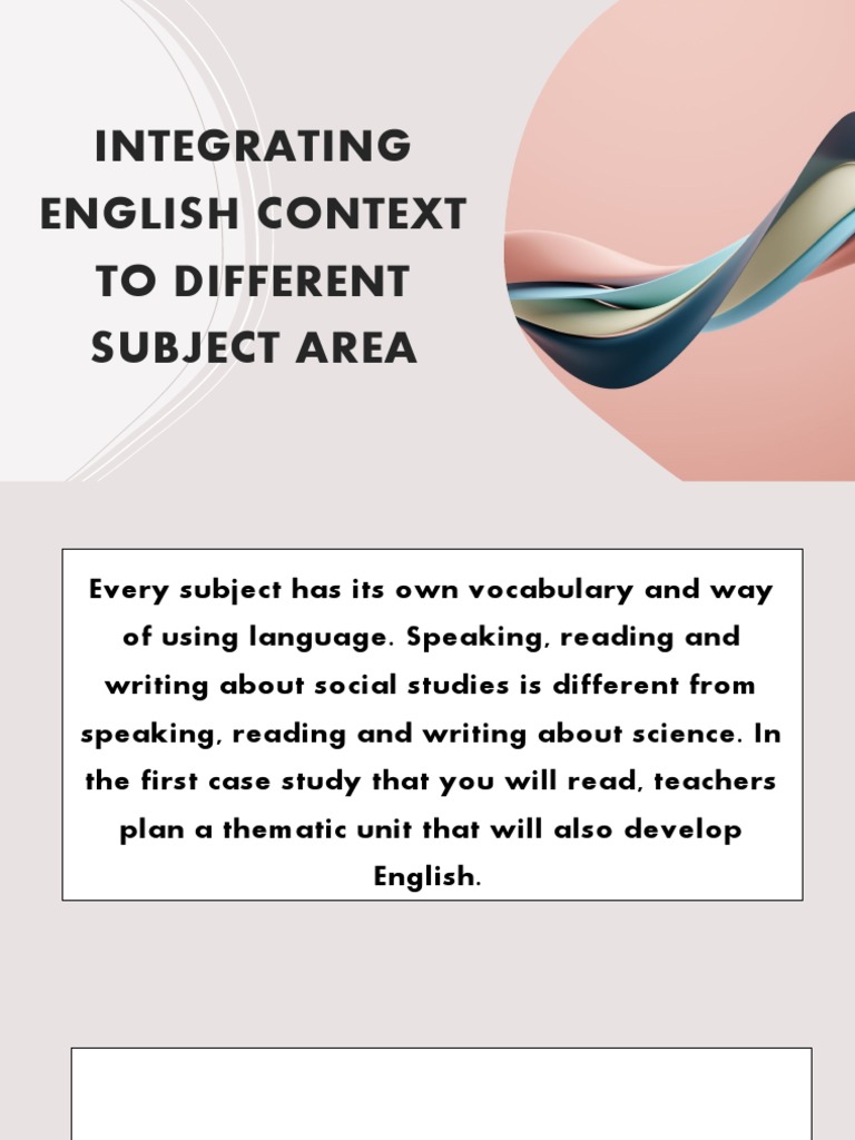Integrating English Context To Different Subject Area | PDF | Teachers ...