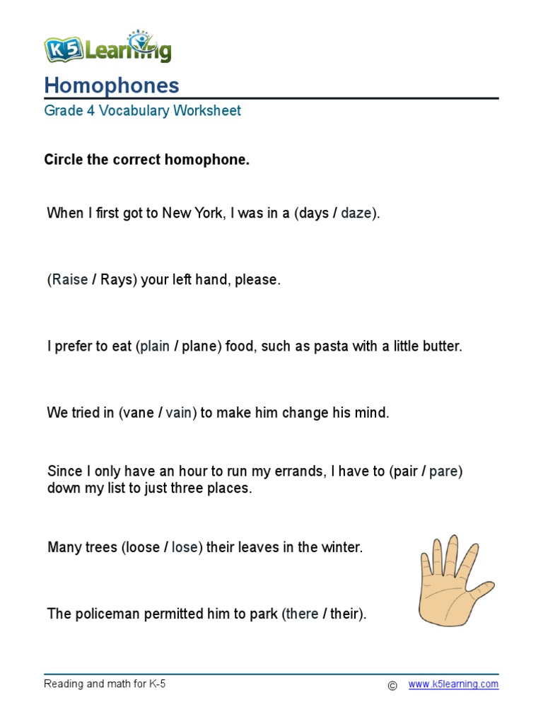 Grade 4 Homophones 2 | PDF