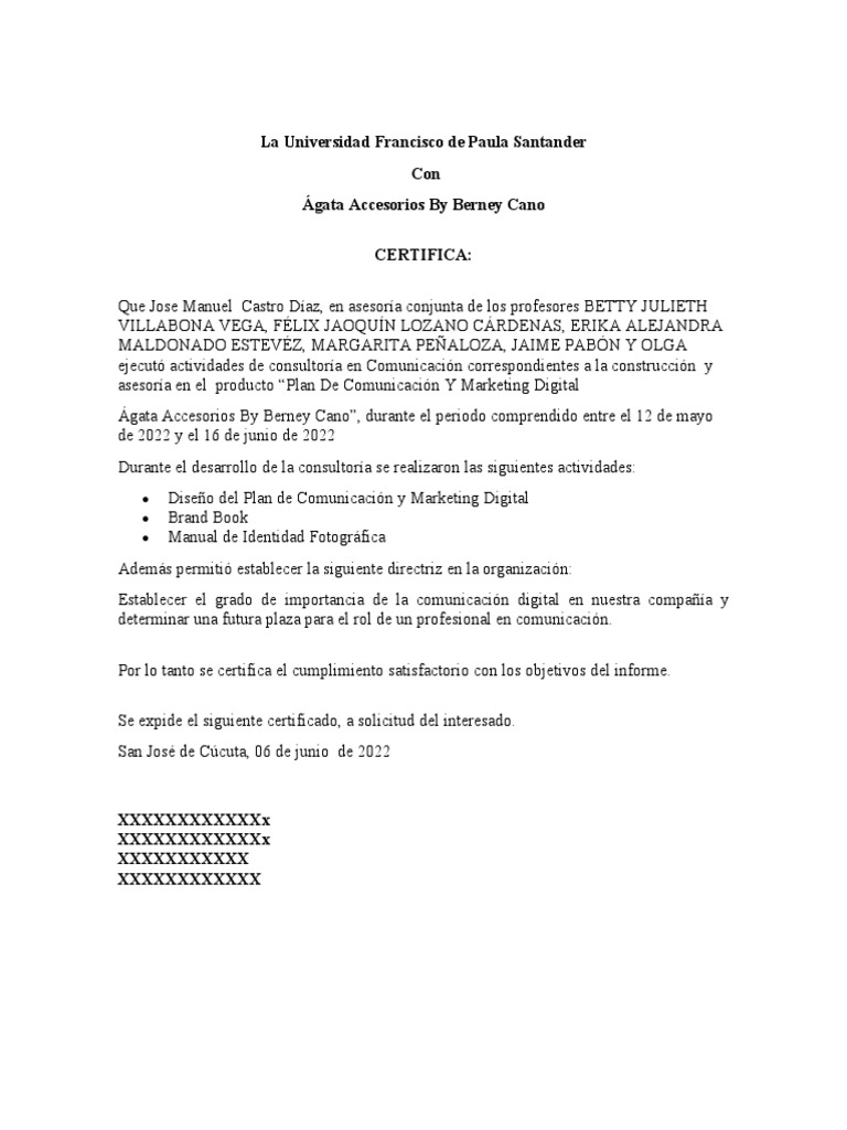 Certificación de Servicios Prestados | PDF