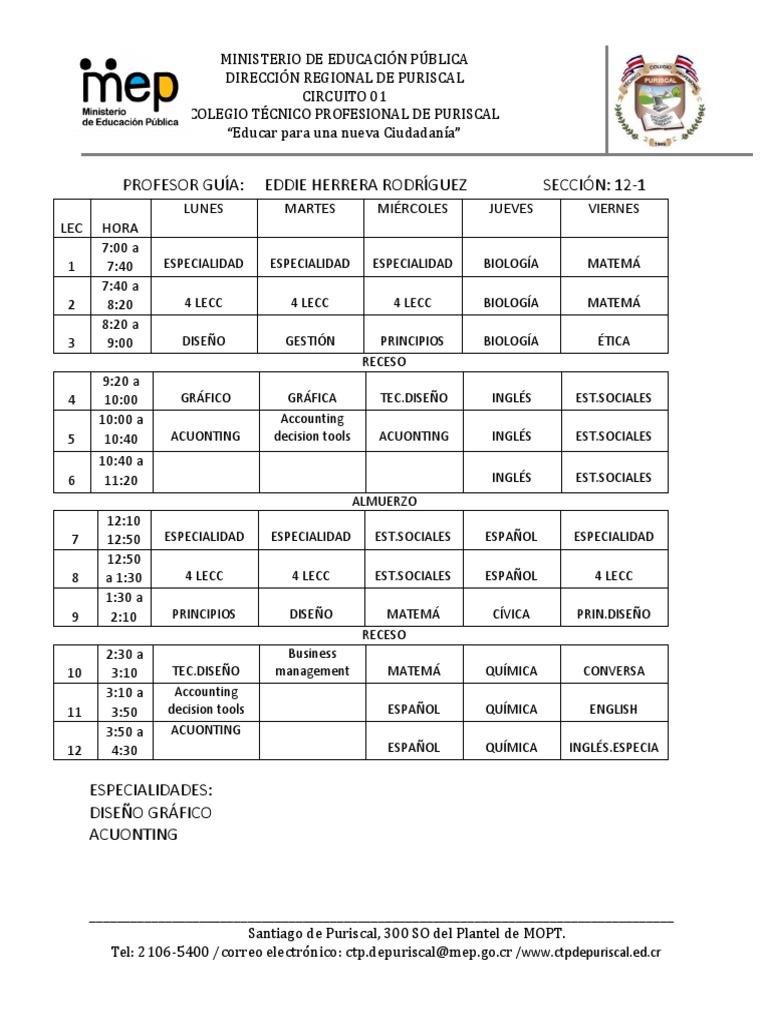 CTP Horarios 2022 Doudecimo | PDF