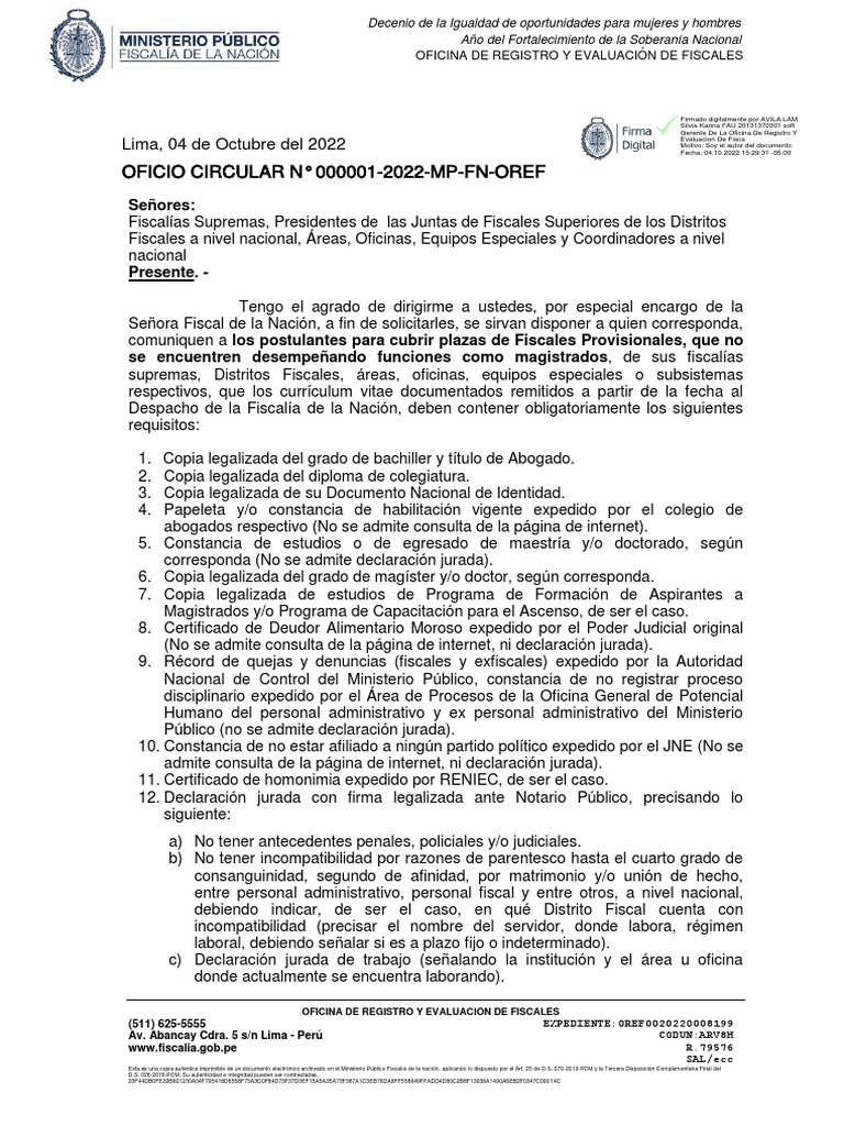 Oficio Circular 000001-2022-Oref | PDF | Fiscal