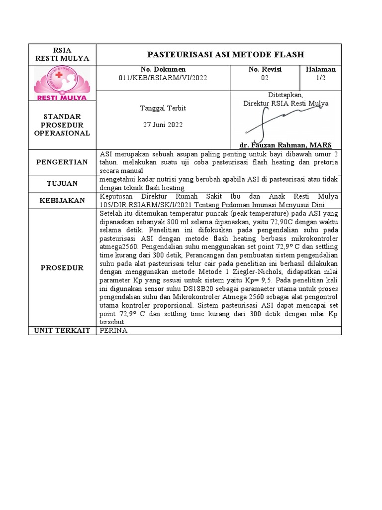 011 Pasteurisasi Asi Metode Flash | PDF