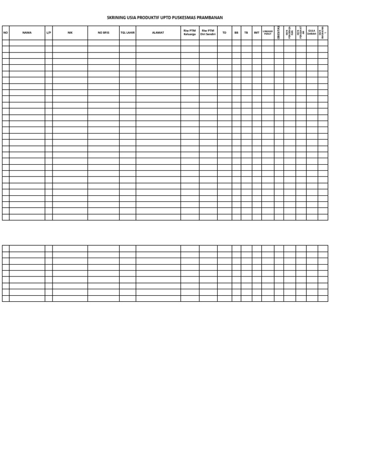 Form Skrining Posbindu | PDF