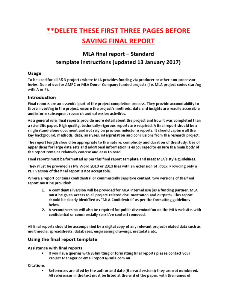 Mla Final Report Template - Standard | PDF | Data | Note (Typography)