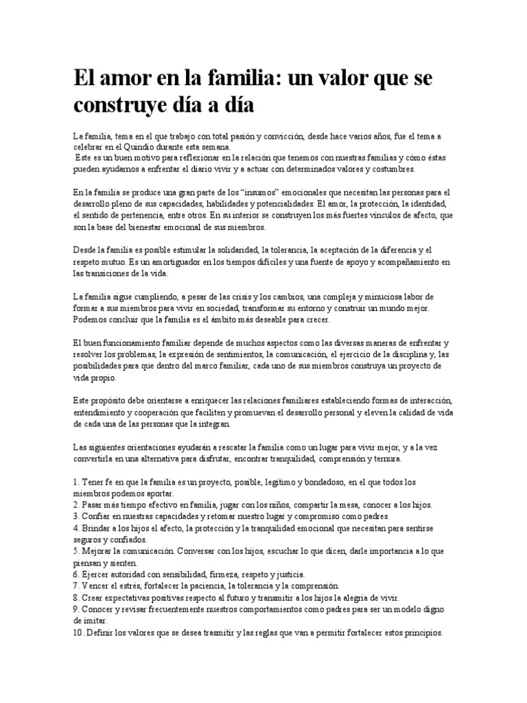 El amor en la familia | PDF | Familia | Amor