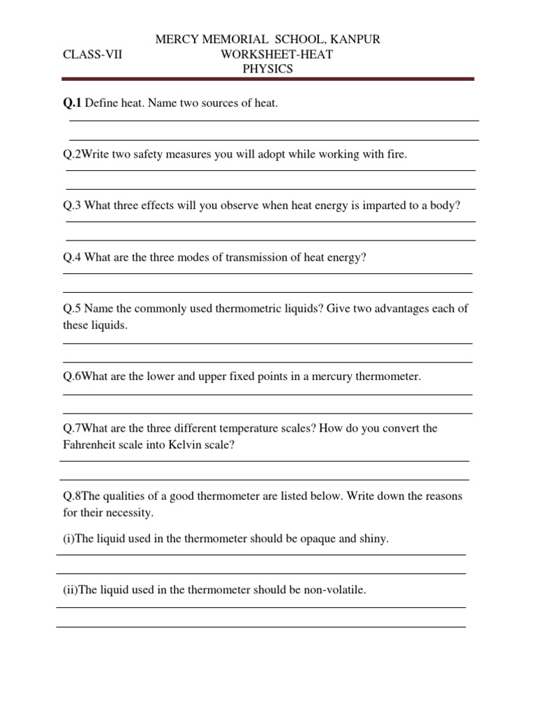 Physics Worksheet | PDF