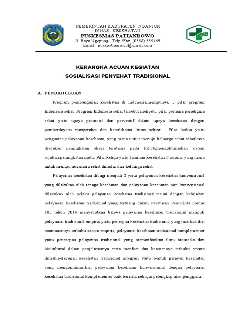 Kak Sosialisasi Penyehat Tradisional 2023 | PDF | Pengembangan Diri | Kesehatan Holistik
