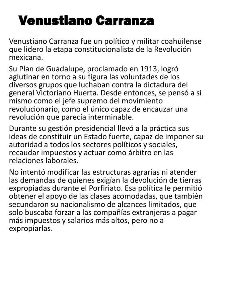 Venustiano Carranza | PDF | México | revolución mejicana