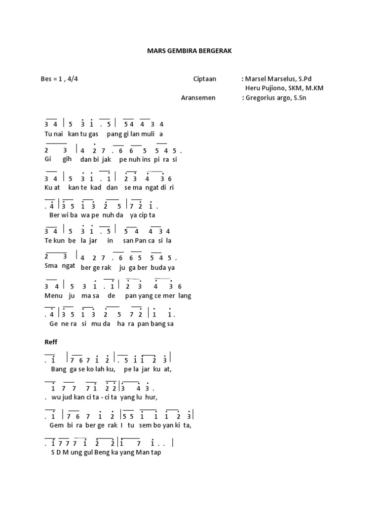 Mars Notasi Gembira Bergerak | PDF