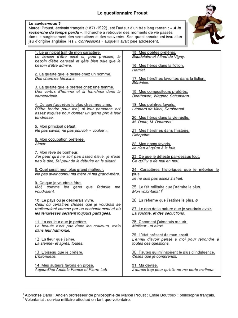 Le Questionnaire de Marcel Proust | PDF
