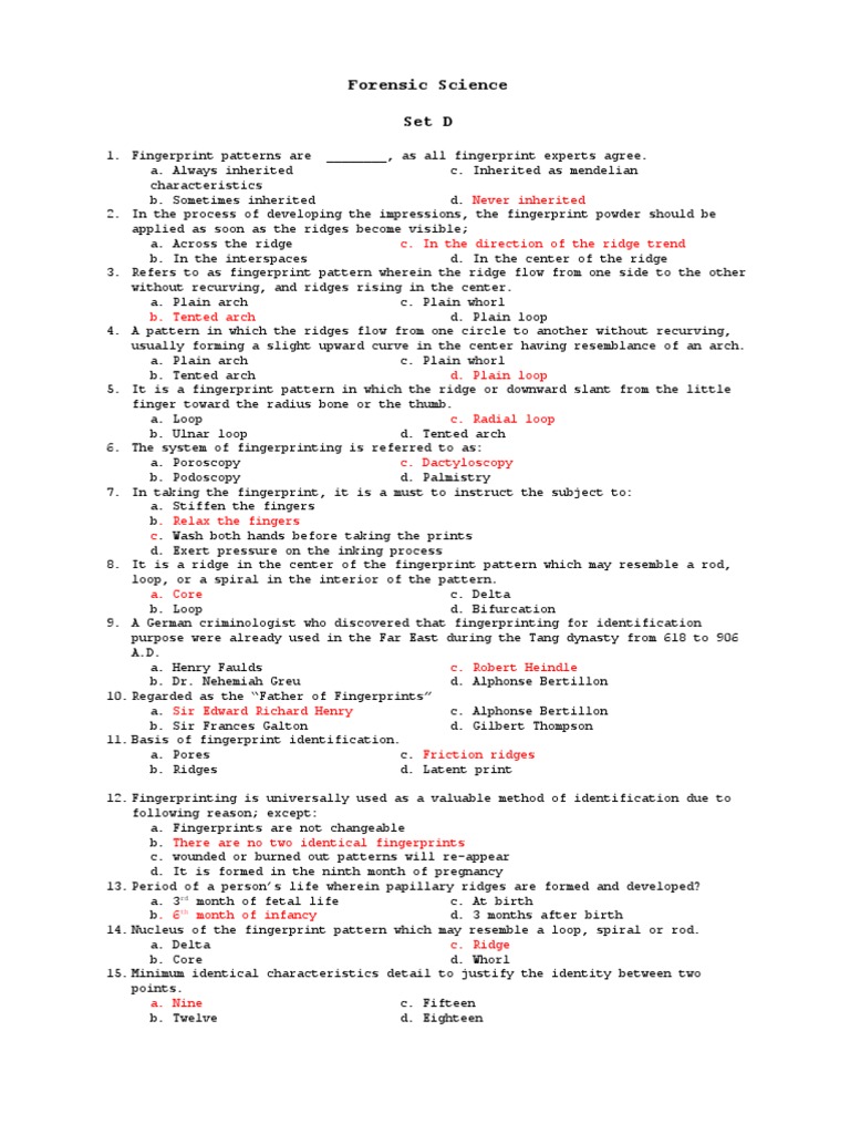 Forensic Science Set D | PDF | Fingerprint | Gun Barrel