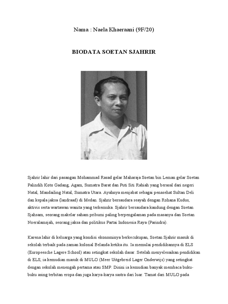 Biografi Soetan Sjahrir | PDF | Politik | Ilmu Sosial
