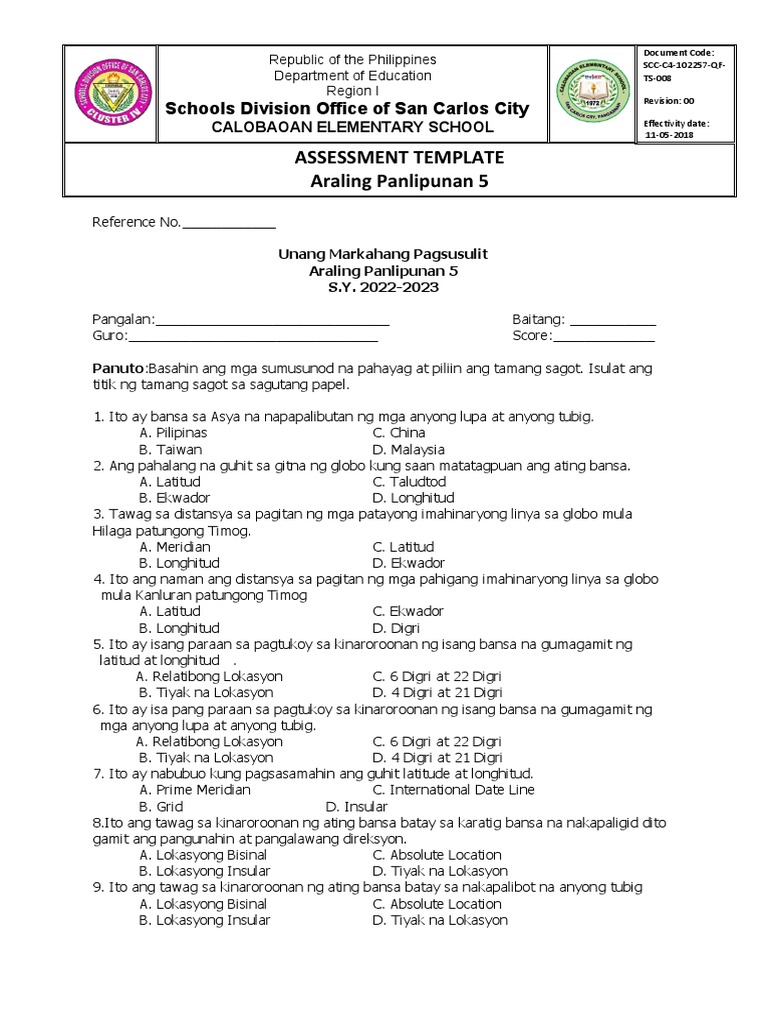 Ap 5 1ST TQ 2022 | PDF