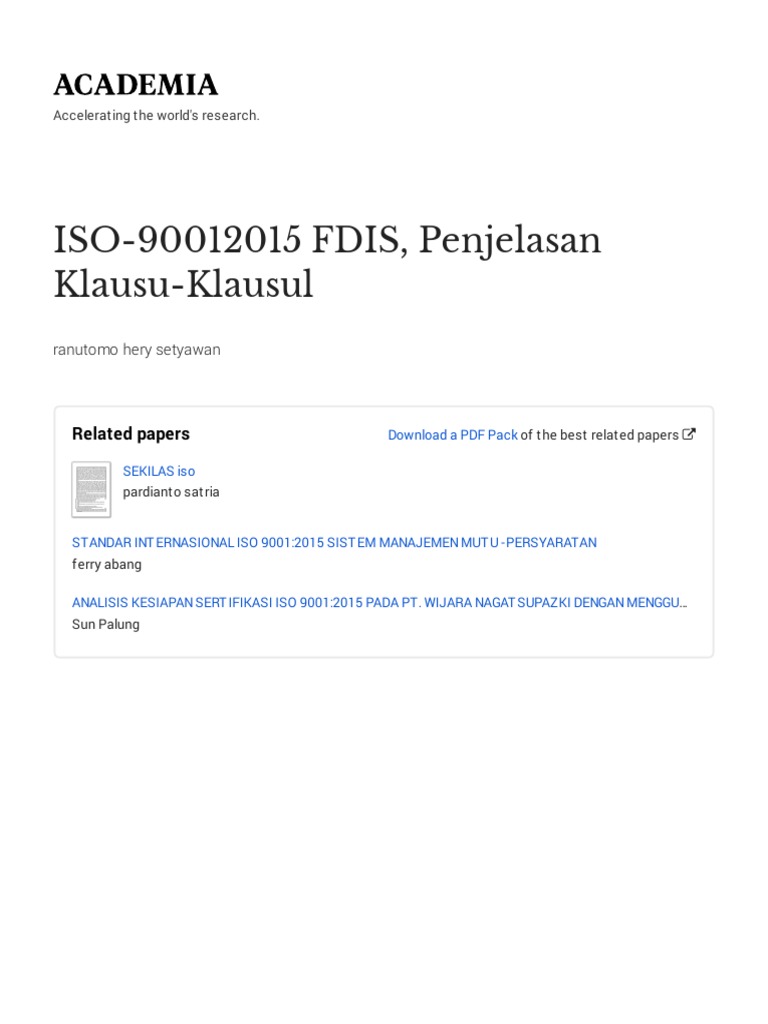 ISO 9001 2015 FDIS Penjelasan Klausul-with-cover-page-V2 | PDF | Karier ...