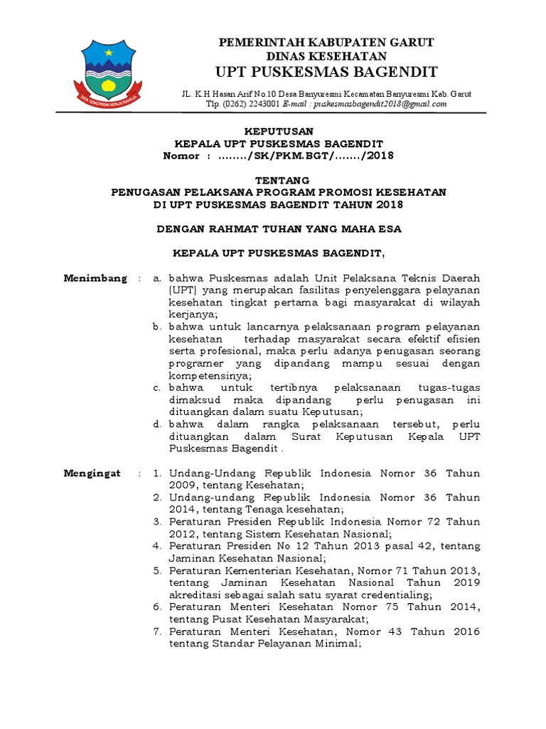 015 SK Pelaksana Program Promkes | PDF