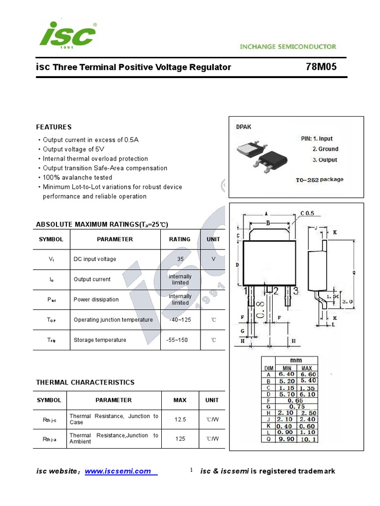 78M05 Inchange | PDF | Power Supply | Electrical Engineering