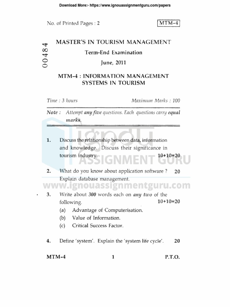 MTTM 004 Previous Year Question Papers by Ignouassignmentguru | PDF | Information | Management ...