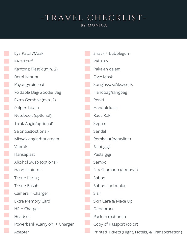Travel Checklist | PDF