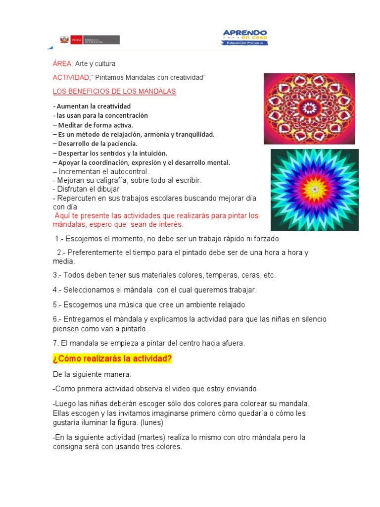 Beneficios y Actividades con Mandalas | PDF | Creatividad | Mandala