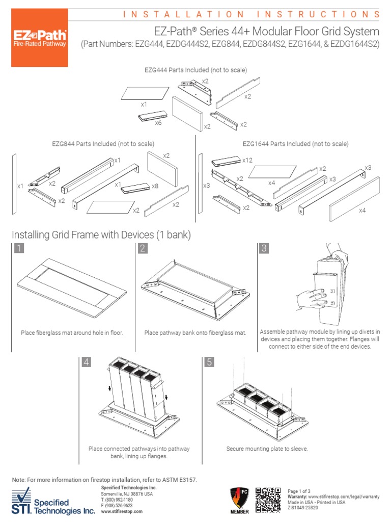 EZ Path Series 44+ Fire-Rated Pathway Modular Floor Grid Installation ...