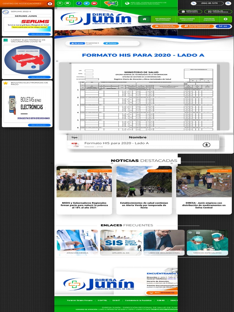 Formato HIS Para 2020 - Lado a DIRESA JUNÍN - Dirección Regional de ...
