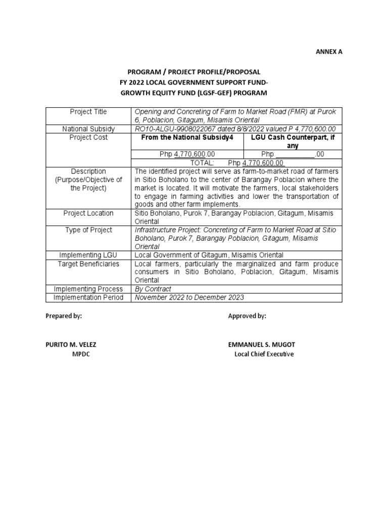 Gitagum. Annex-A.project Proposal. Gef. | PDF