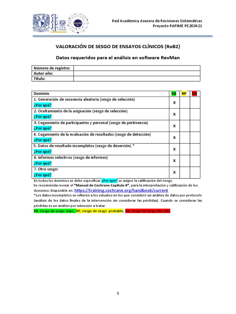 Formato RoB2 Sesgo Ensayos Clínicos | PDF