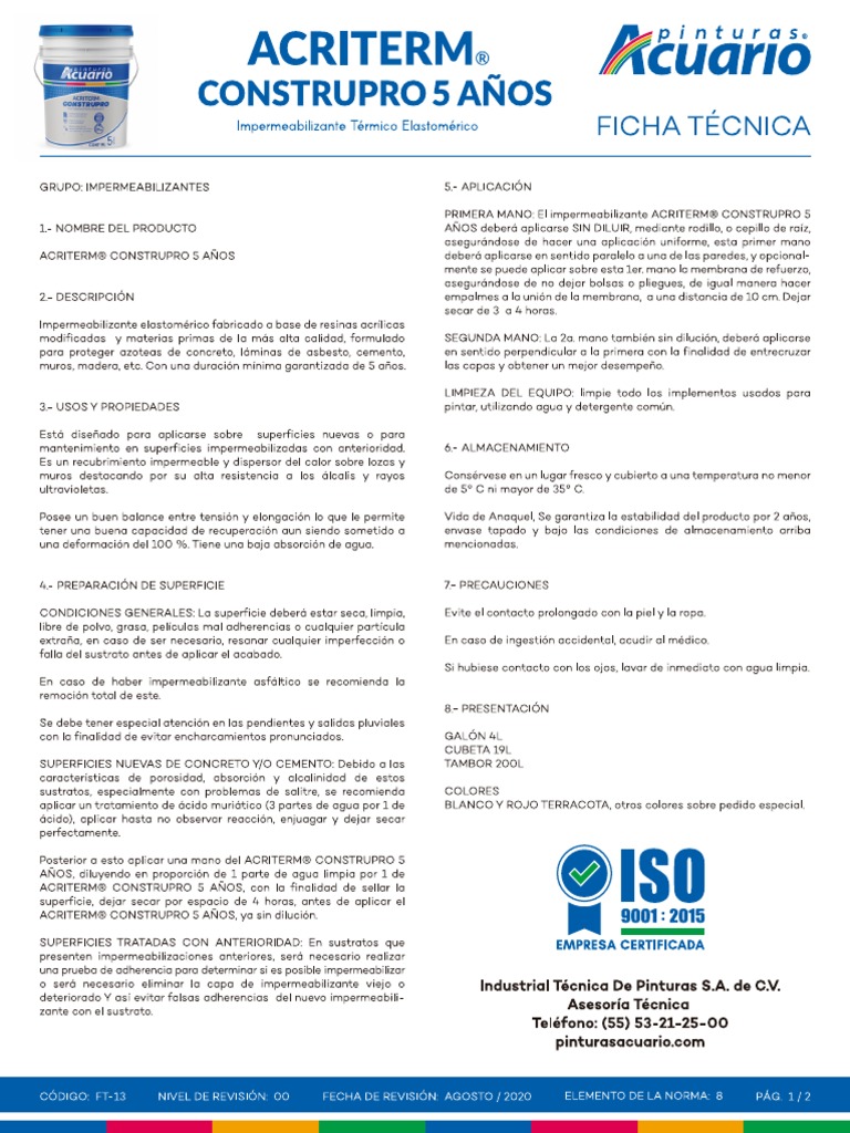 FT Acriterm Construpro 5 A Os Iso | PDF