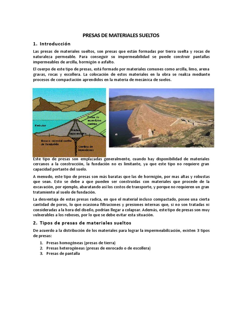 Presas de Materiales Sueltos - Compress | PDF | Permeabilidad (Ciencias de la Tierra) | Física ...