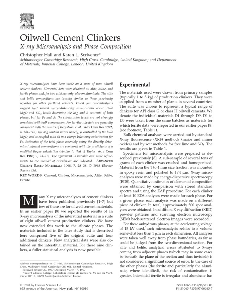Oilwell Cement Clinkers - Micros | PDF | Scanning Electron Microscope ...