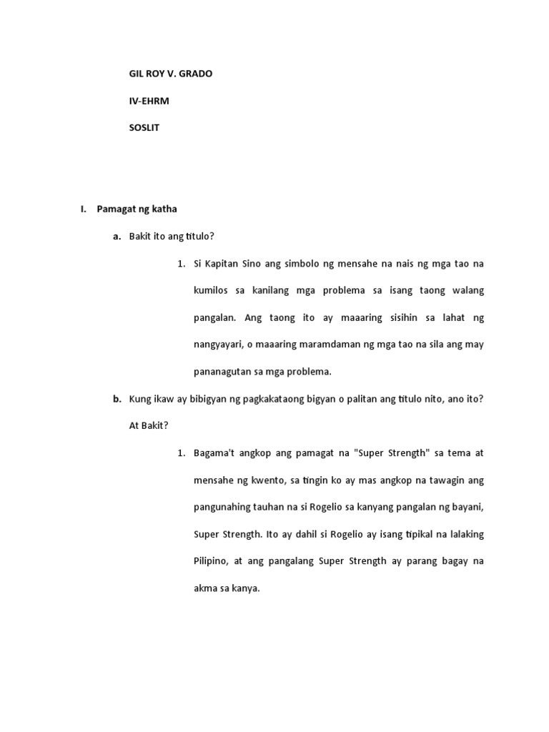 Soslit Kapitan Sino | PDF