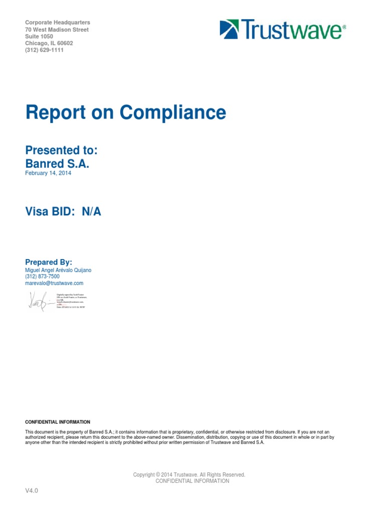 Trustwave Pci Dss v2.0 Pci Roc Banred 14feb2014 Final | Download Free PDF | Payment Card ...