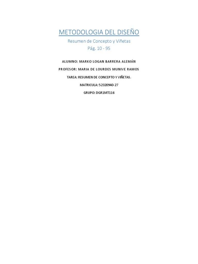 Metodologia Del Diseno Resumen | PDF | Diseño | Estadísticas